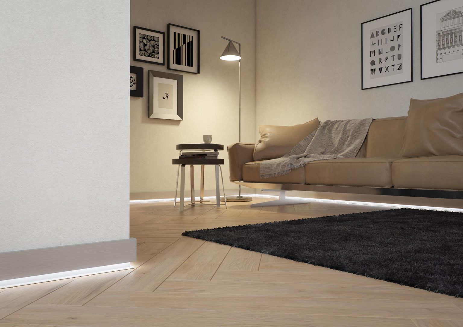 Plinta alba reversibila tip shadow gap din aluminiu Novorodapie Eclipse ...