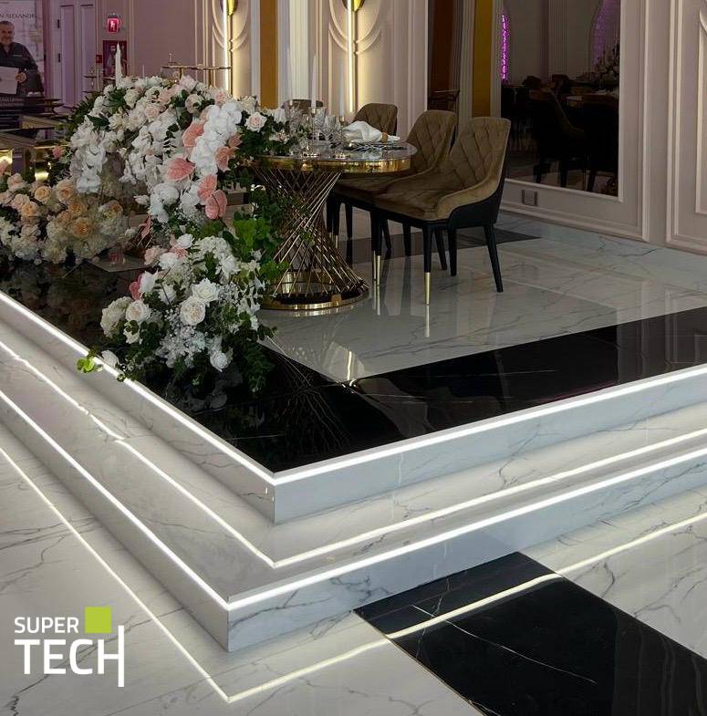 Profil treapta elegant cu leduri Novopeldaño Eclipse Aura alb mat ...