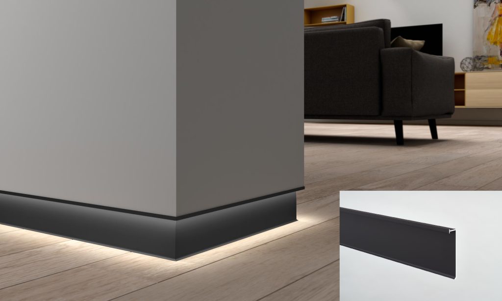 Plinta retrasa neagra cu led pt. pardoseli si tavane Novorodapie ...